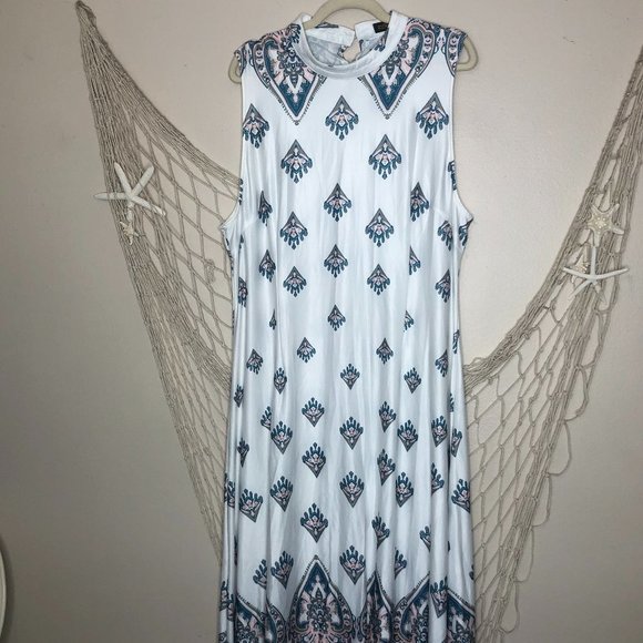Reborn | Dresses | Reborn Collection White And Teal Blue Paisley ...